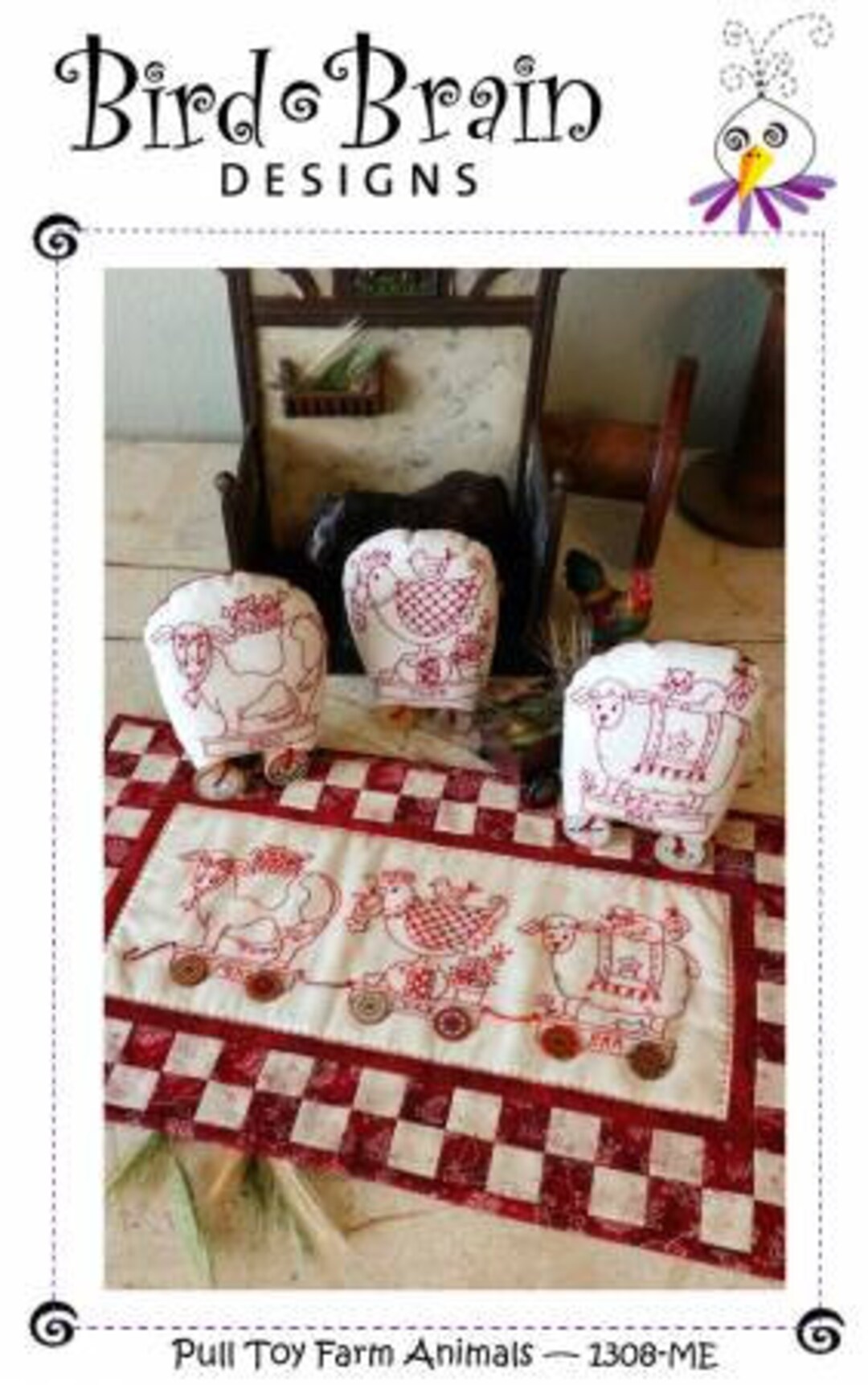 Pull Toy Farm Animals Machine Embroidery CD , Bird Brain,cd, BBD1175ME ...