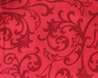 Red Fabric by the Yard, Red Swirl Fabric, Red Cotton Fabric, Red Fabric ...