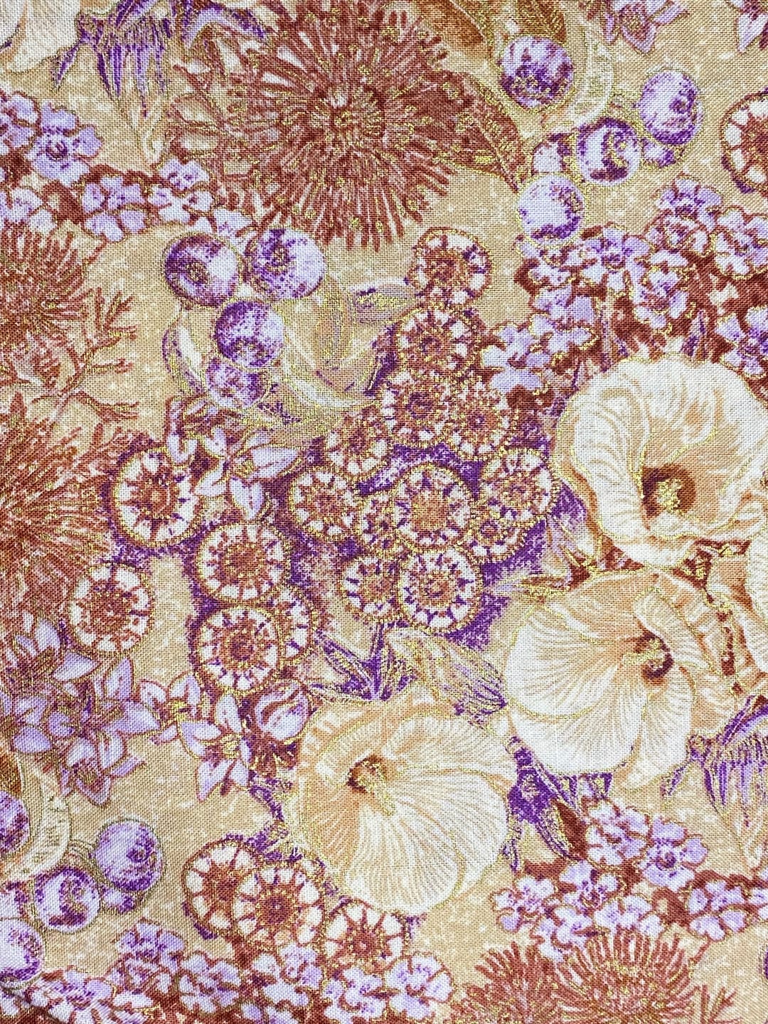 Purple Floral Fabric- Modern Floral Lillie's Metallic by the Yard - Etsy
