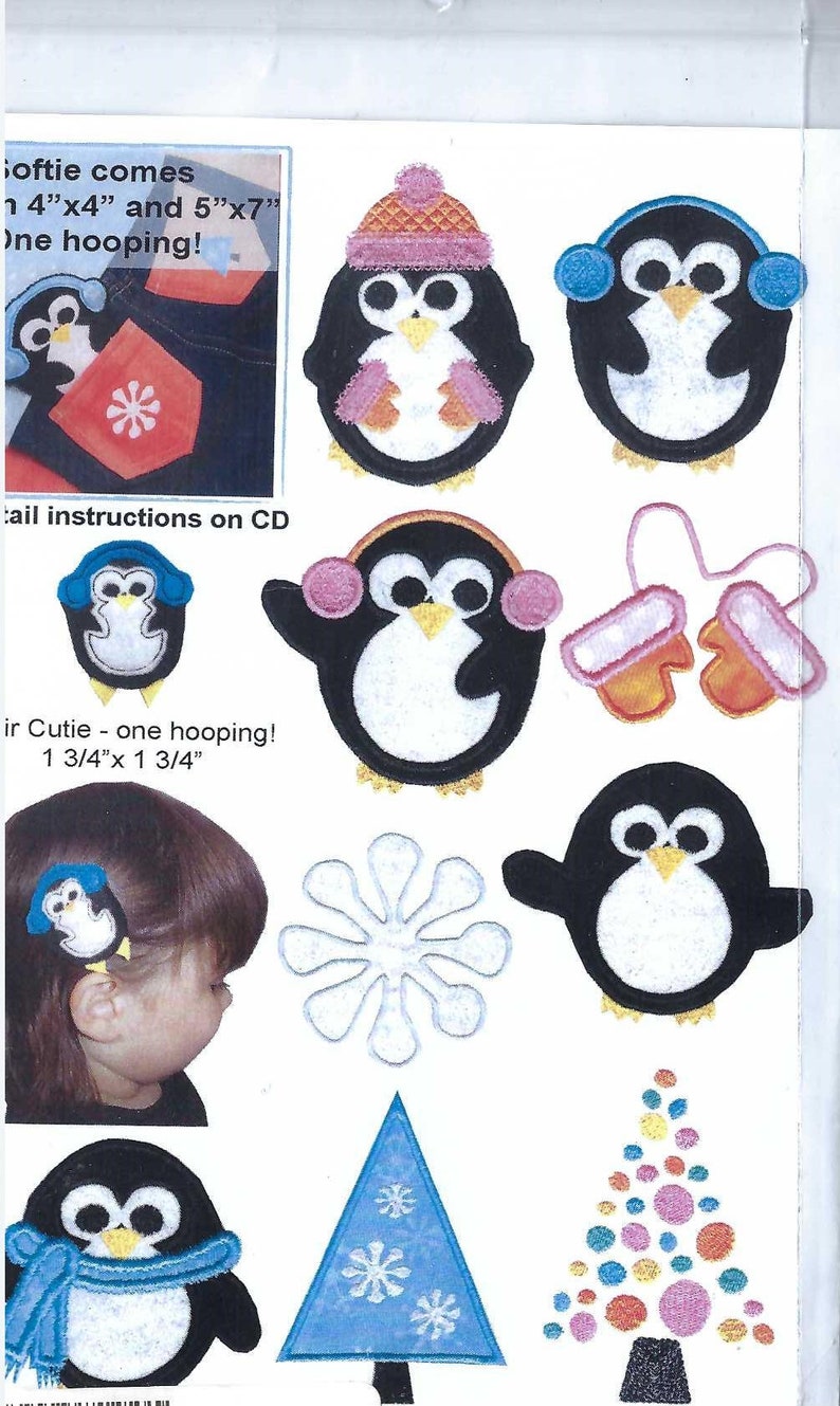 Machine Embroidery Design , Made in the Hoop Penguin Club,penguin Hair ...