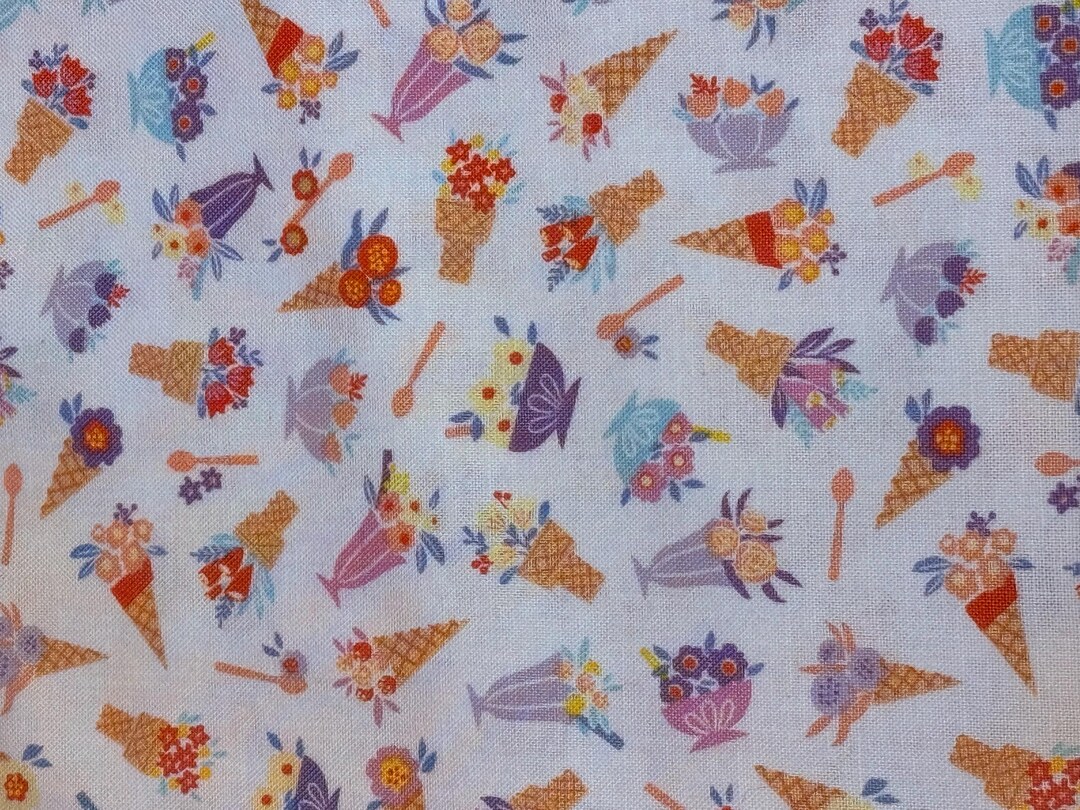 Ice Cream Blossoms Camelot Fabric - Colorful Print for Sewing ...
