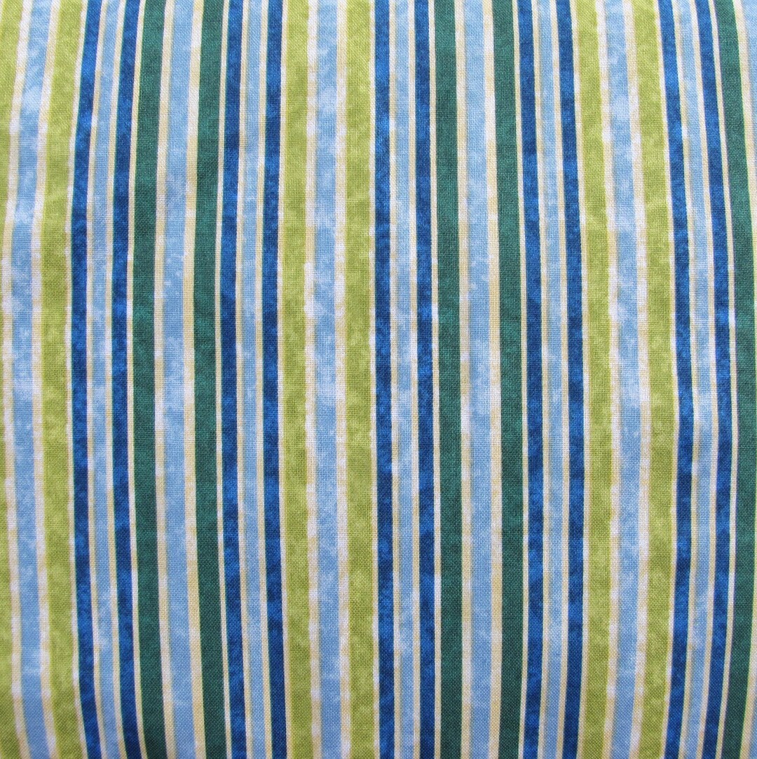 Shades of Blue and Green Stripe Fabric by Henry Glass - Winter Parade ...