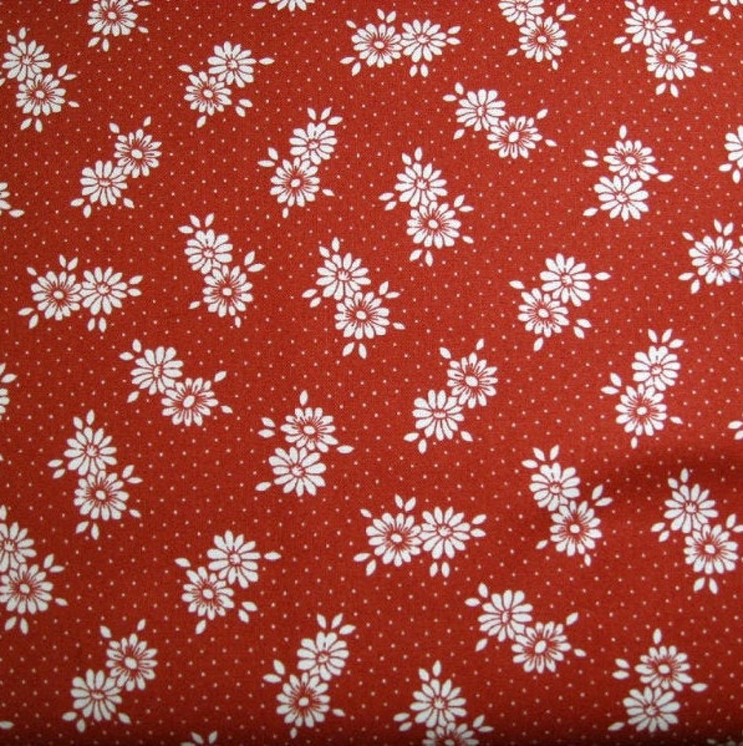 Moda Red Floral Cotton Fabric by the Yard - Etsy
