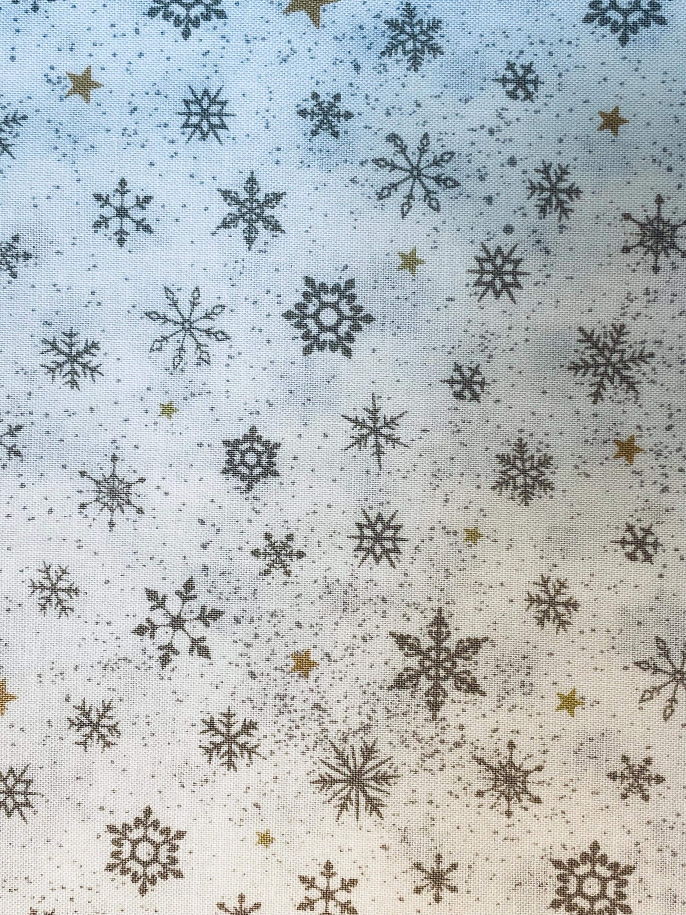 Snowflakes Cotton Fabric- Gray and Gold ,woodland Wonder,qt Fabric, by ...