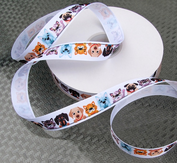 Dog Grosgrain Ribbon 7/8 Printed Cute Dog Faces by - Etsy