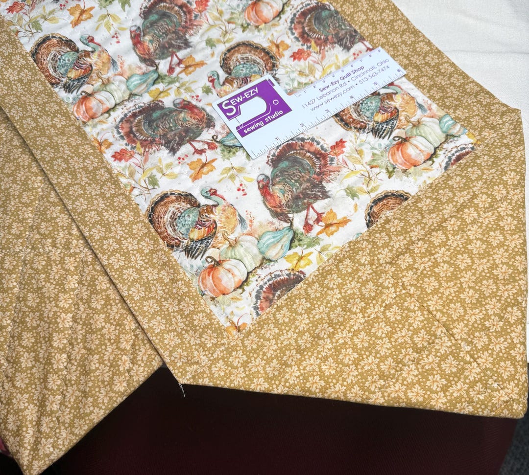 Turkeys and Pumpkins Table Runner Kit-cotton Fabric - Autumn Harvest ...
