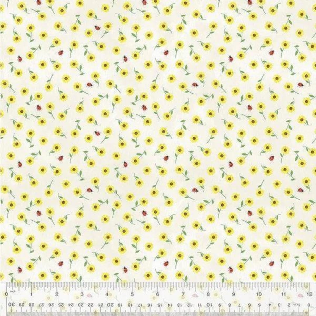 Small Sunflower Cotton Fabric, Sunshine Daydream- Windham by the Half ...