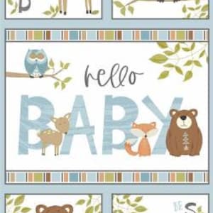 Winsome Critters Fabric Panel, Blue Baby Woodland Animals Quilt Panel ...