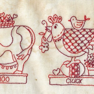 Redwork Machine Embroidery Pull Toy Farm Animals , CD - Etsy