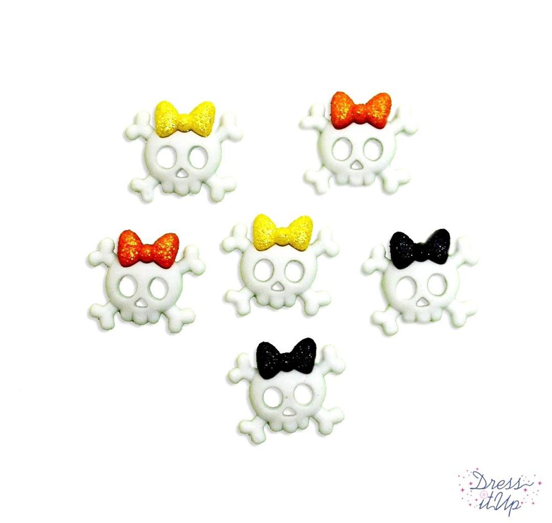 Halloween Buttons- Spooky Chic: Skulls and Bows Button Set by Dress It ...