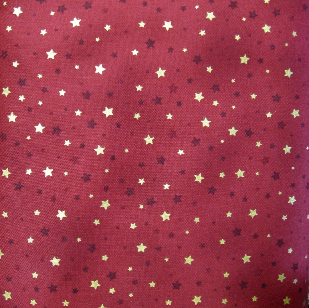 Red Star and Gold Metallic Stars Fabric by Stof - Sparkle and Shine ...