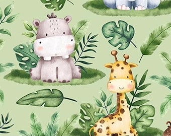Jungle Animal Growth Chart Panel Cotton Fabric, Wee Safari DP25648-10 ...