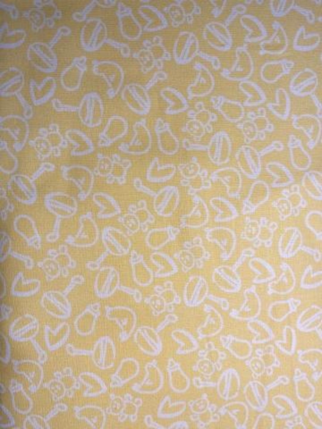 Yellow Baby Tonal Fabric, Teddy Bears, Rattles, Hearts, Free Spirit, by ...