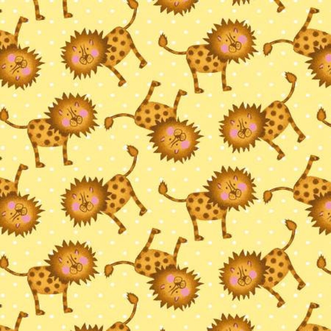 Yellow Lion Cotton Fabric, Silly Safari, Studio E, by the Yard - Etsy