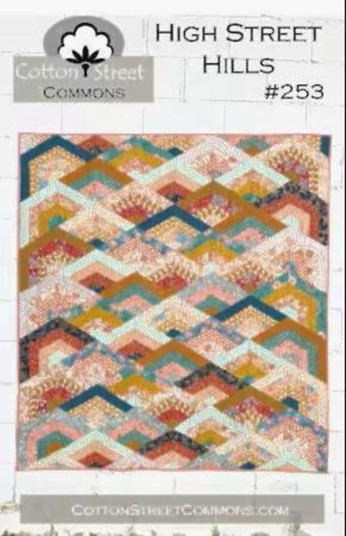 High Street Hills Modern Scrappy Quilt Pattern, 62in X 68in (printed ...