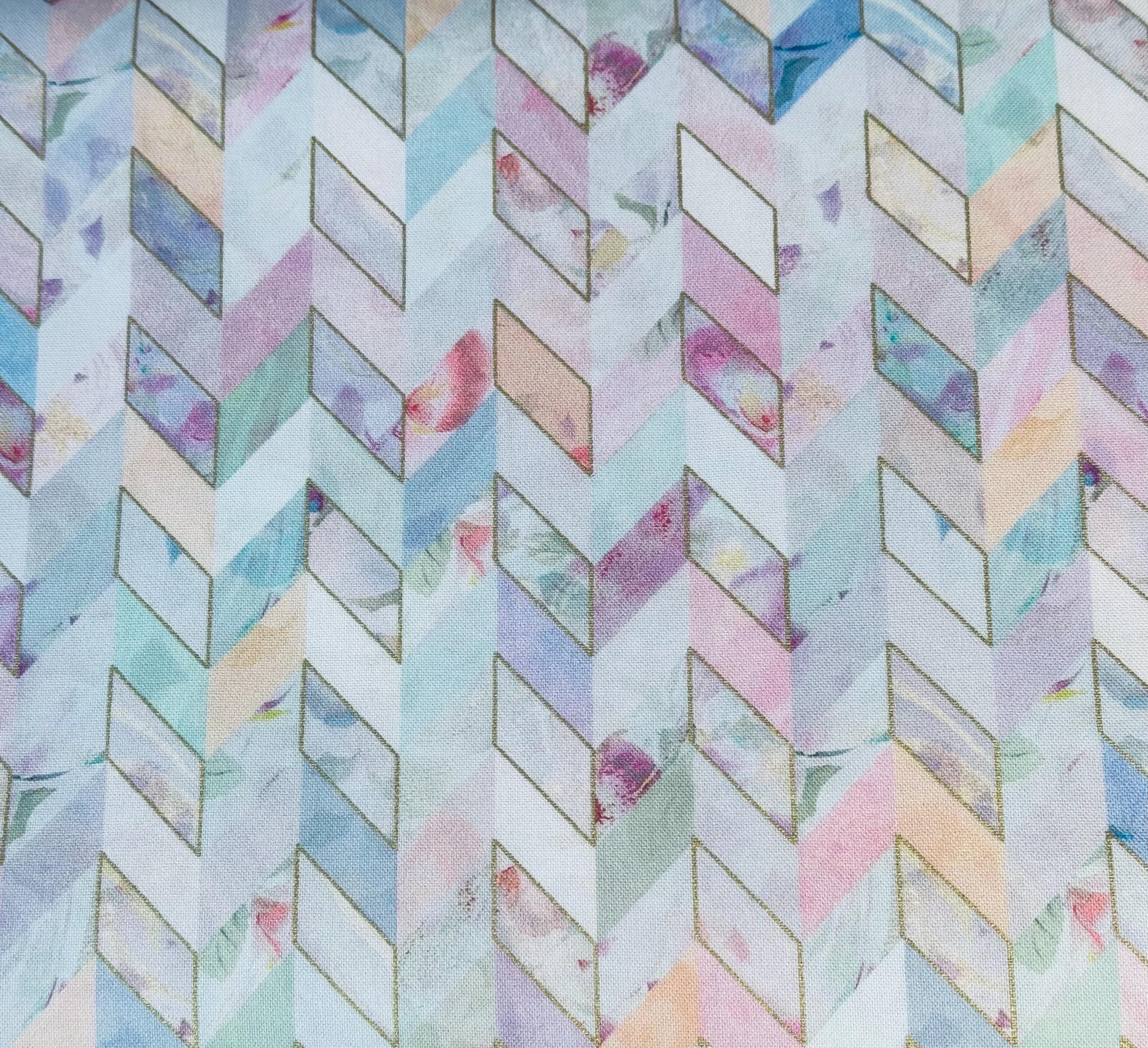 Chevron Stain Glass Cotton Fabric, by the HALF YARD, Pastel , Robert ...