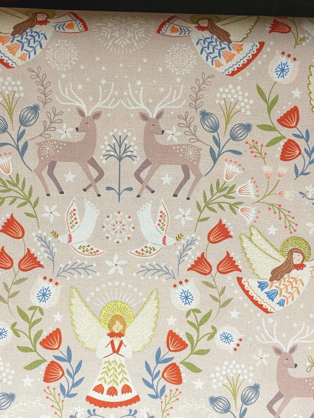 Christmas Peace & Joy Metallic Angel Fabric-lewis Irene by the Yard ...