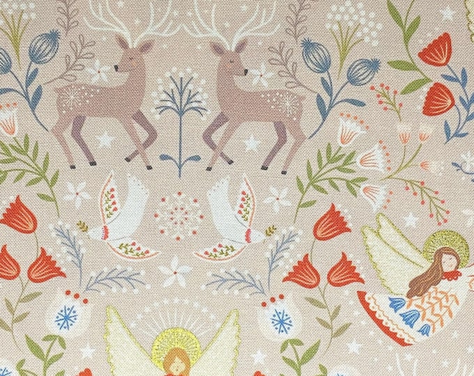 Scandi Angel Nordic Cotton Fabric, Christmas Metallic Angel -lewis ...