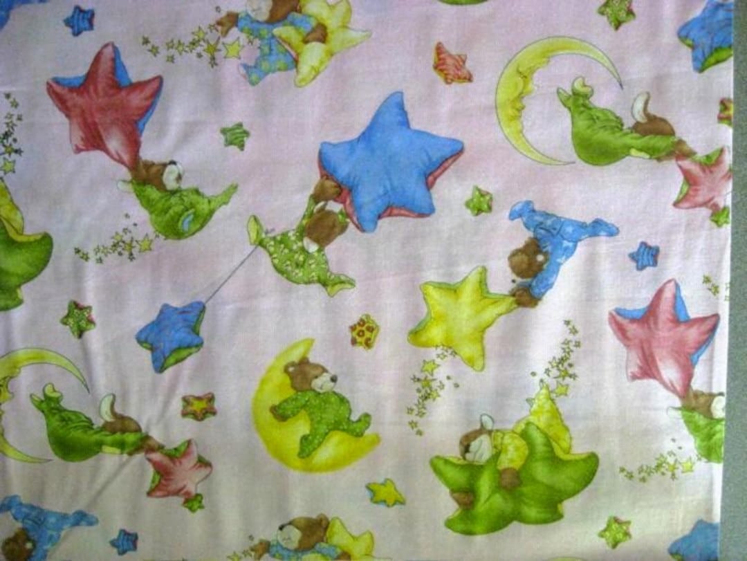 Pink Nursery Cotton Fabric, Baby Quilt Fabric, Baby Girl, by the Half ...