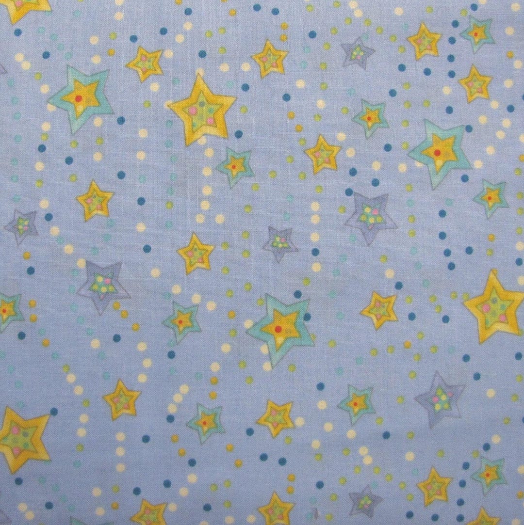 Blue Stars Cotton Fabric, Cuddly Baby, Clothworks, by the HALF Yard ...