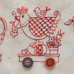 Redwork Machine Embroidery Pull Toy Farm Animals , CD - Etsy