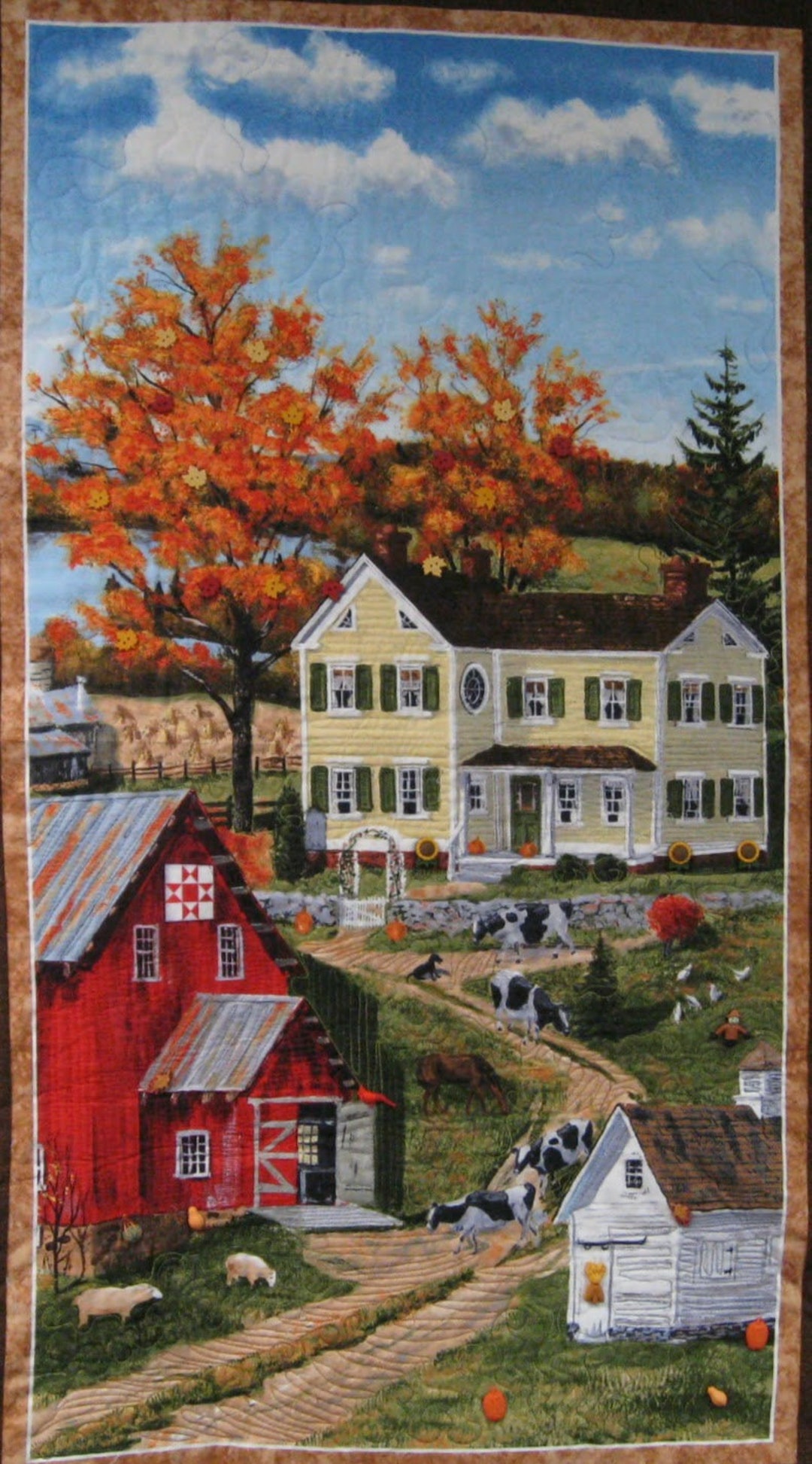 Farm House Fall Panel Quilt Kit, Includes Embellishment Buttons and ...