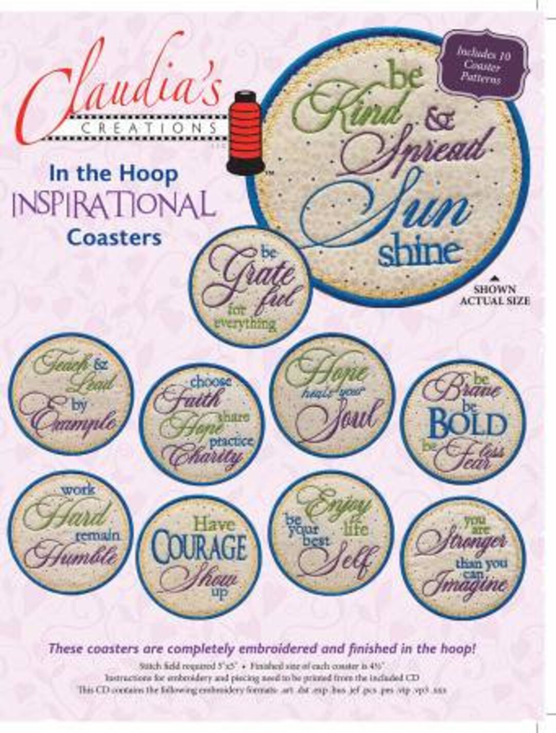 Inspirational Coasters, in the Hoop Coasters Machine Embroidery - Multi ...