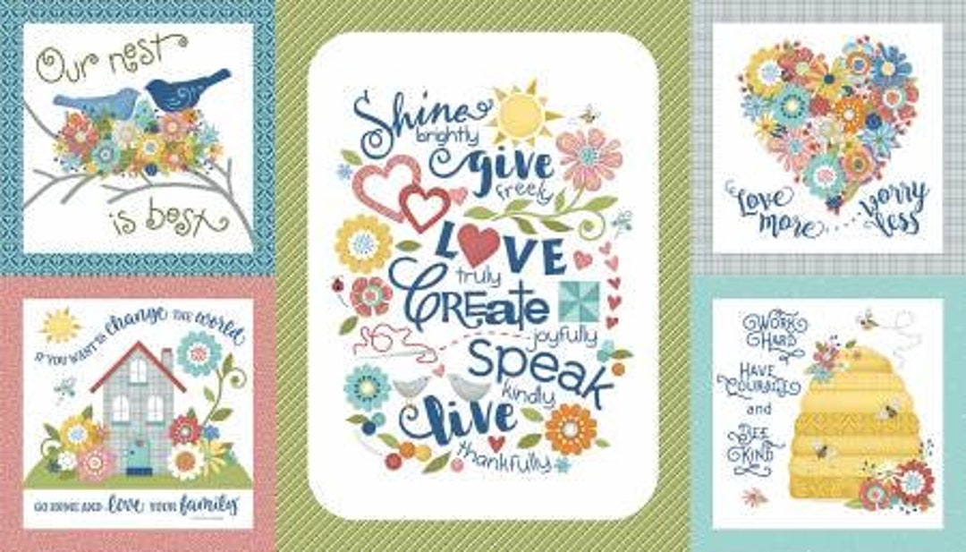 Fabric Quilt Panel ,encouraging Words , Nancy Halverson, Sewezy, Home ...