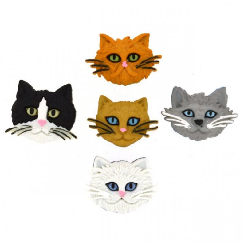 Fuzzy Felines Button Pack Dress It Up Cat Faces TP-5800 5 - Etsy