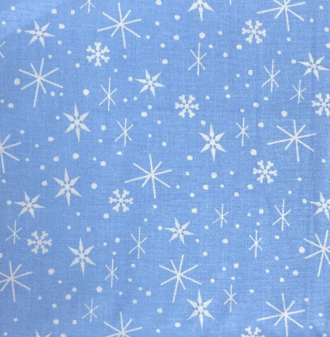 Light Blue Snowflakes Cotton Fabric, Winter- Cut 26"x 42", Home Decor ...