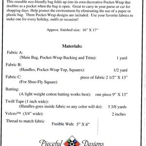 Eco-friendly Reusable Bag Pattern Sewing Pattern, Neither Paper nor ...