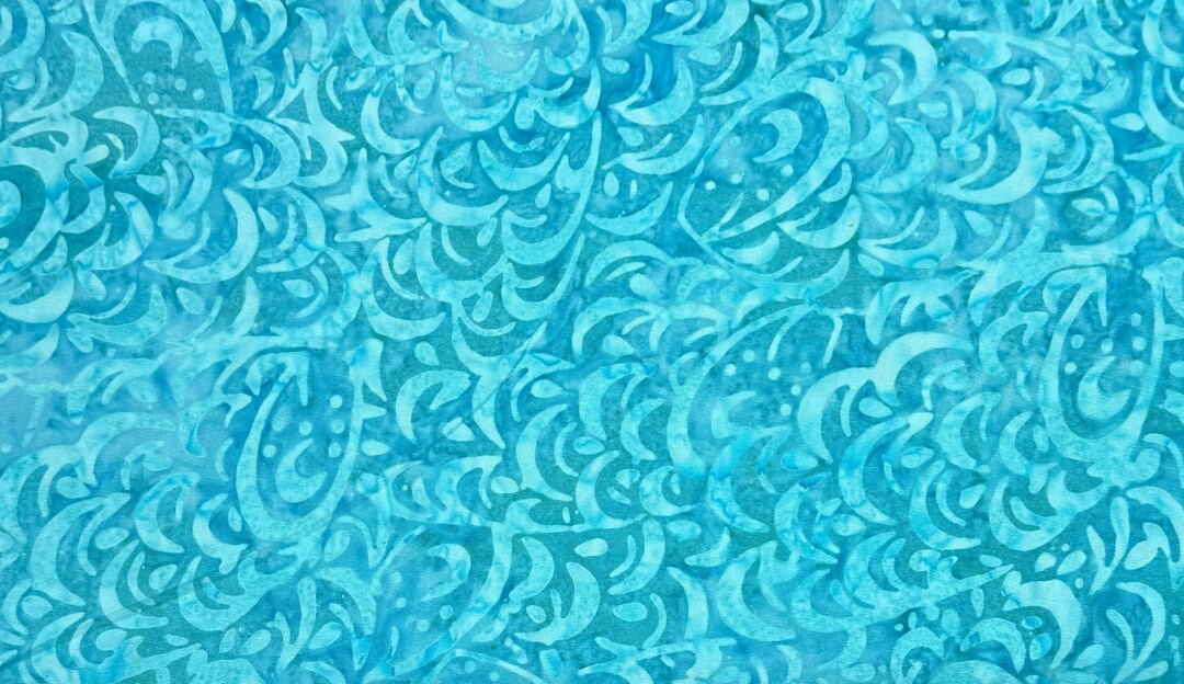 Turquoise Feather Batik Cotton Fabric by the Yard - Wilmington Prints ...