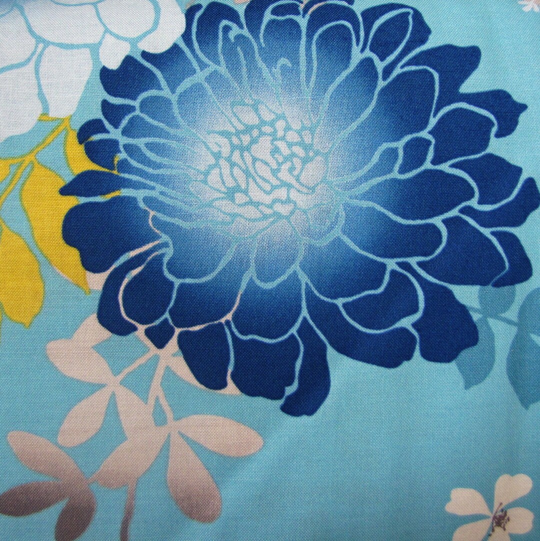 Blue Large Floral Cotton Print by Studio E - Joyful Garden Fabric by ...