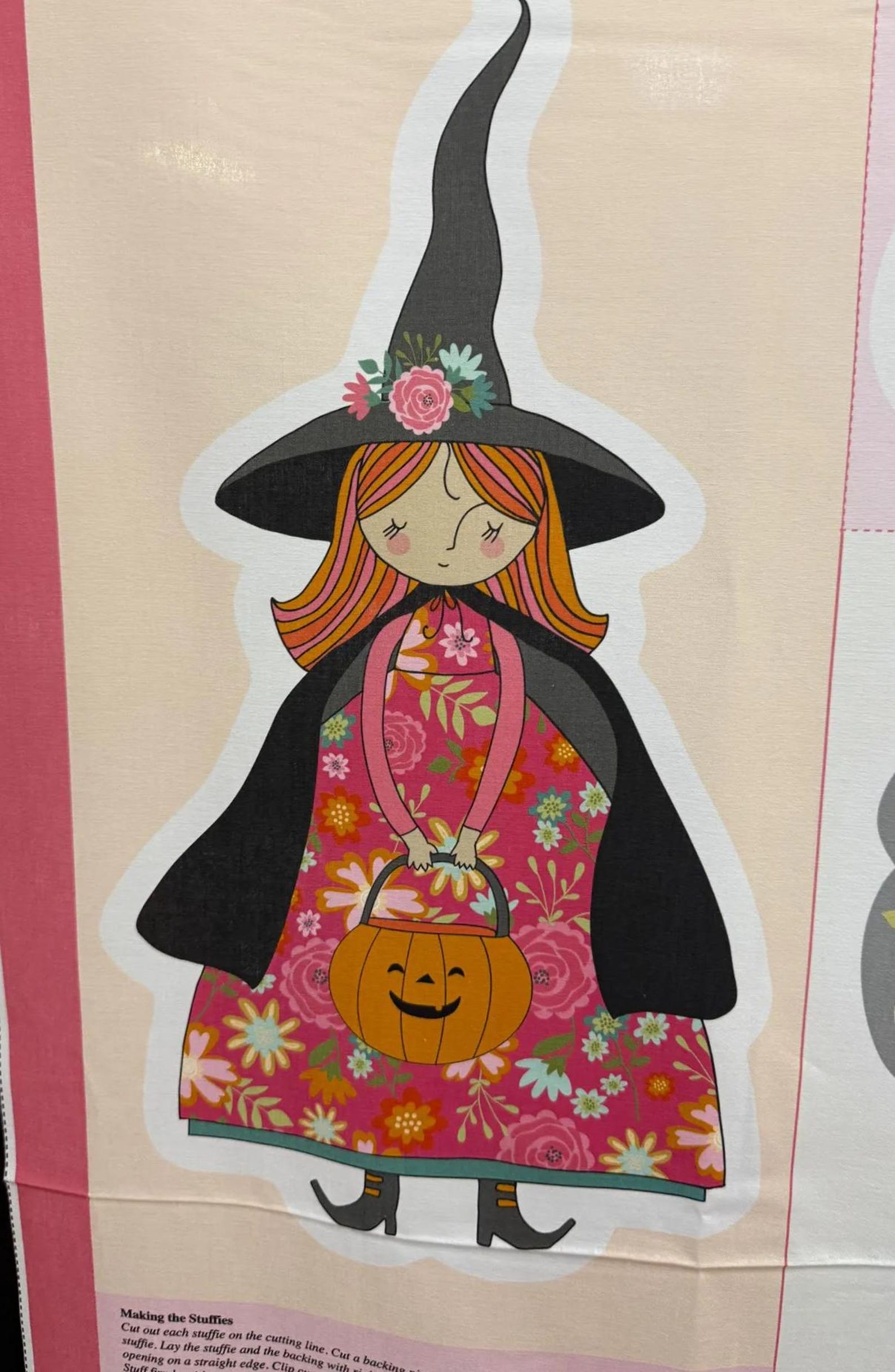 Halloween Witch and Cat Cotton Fabric Panel, Kitty Loves Poppie,pillow ...