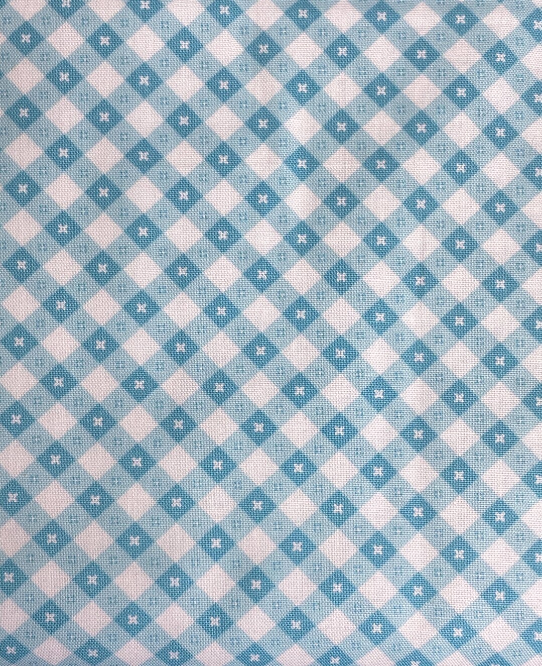 Turquoise Diagonal Gingham Cotton Fabric , Poppie Cotton Fabrics - by ...