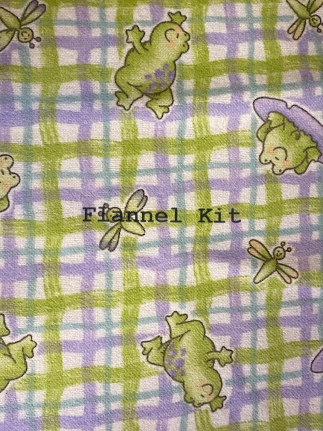 Flannel Baby Quilt Kit- Self Binding Blanket- Turtles Green and Purple ...