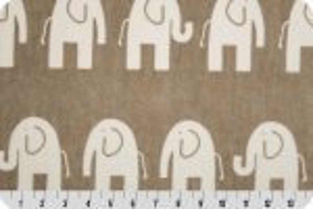 Designer Cuddle Minky Fabric, End of Bolt-tan Elephant , Shannon ...