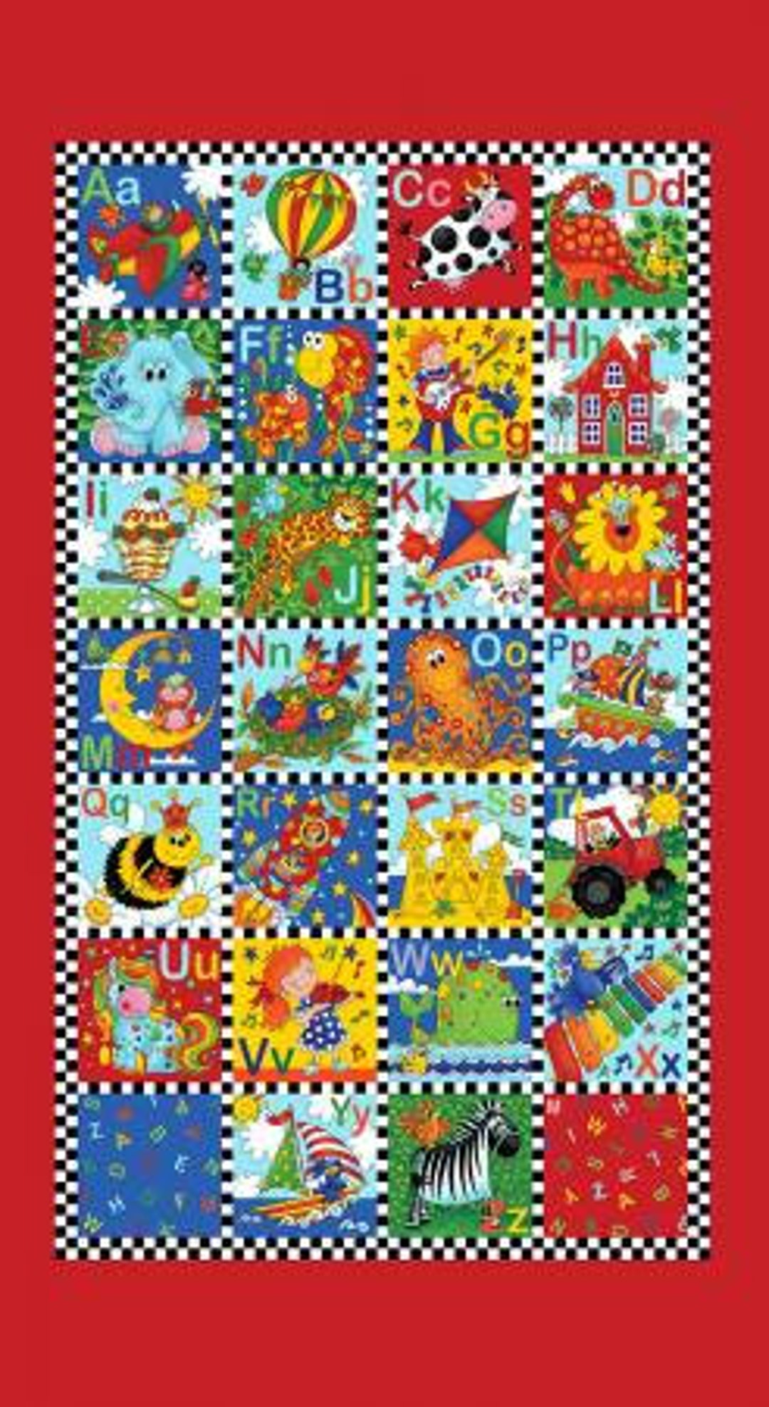 Fabric Panel Childrens Alphabet Fabric Panel , Alpha-babies-henry Glass ...