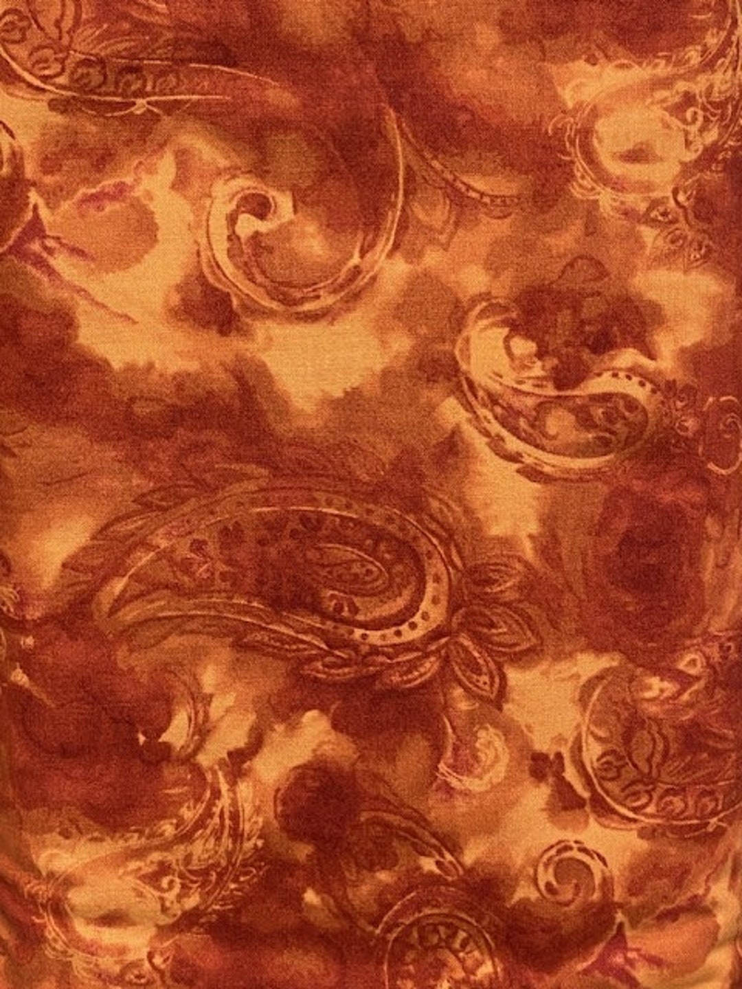 Brown Paisley Fabric by the Yard Paintbrush Studio - Etsy