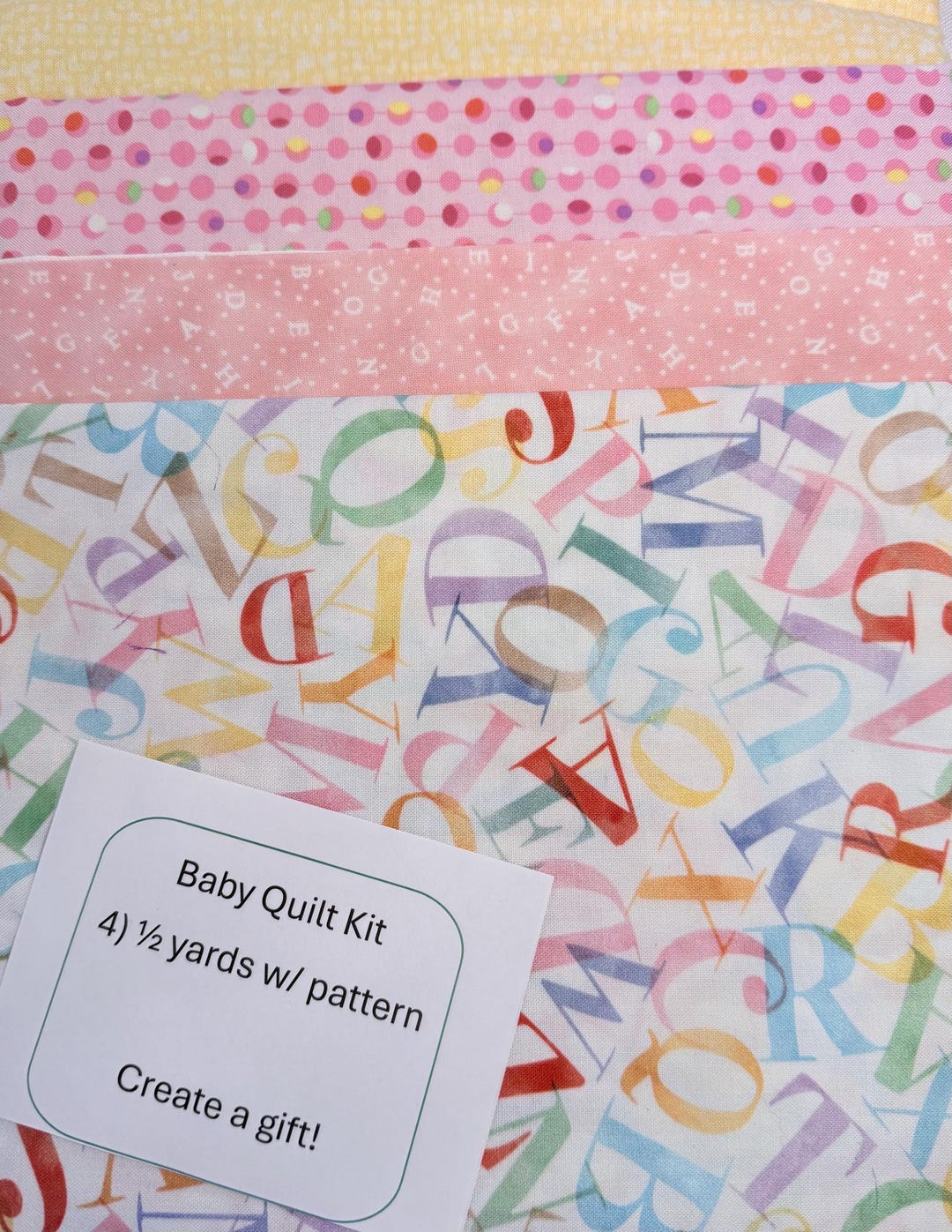 Alphabet Baby Quilt Kit With Pattern and Fabric- Simple Crib Quilt Kit ...