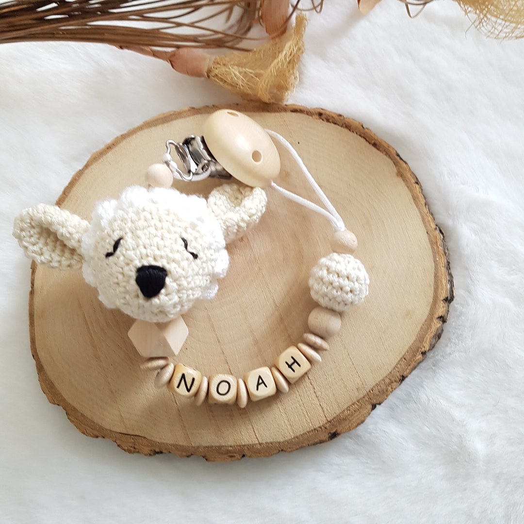 Pacifier Chain With Name Neutral Sheep Baby Gifts Name Chain - Etsy