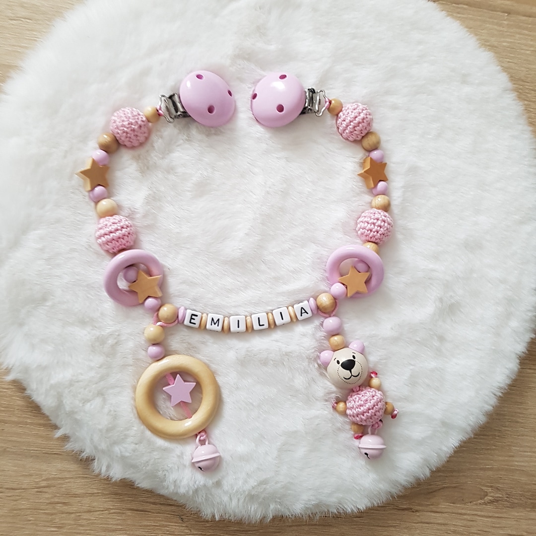 Stroller Chain With or Without Name | Bear Stroller Chain | Neutral ...