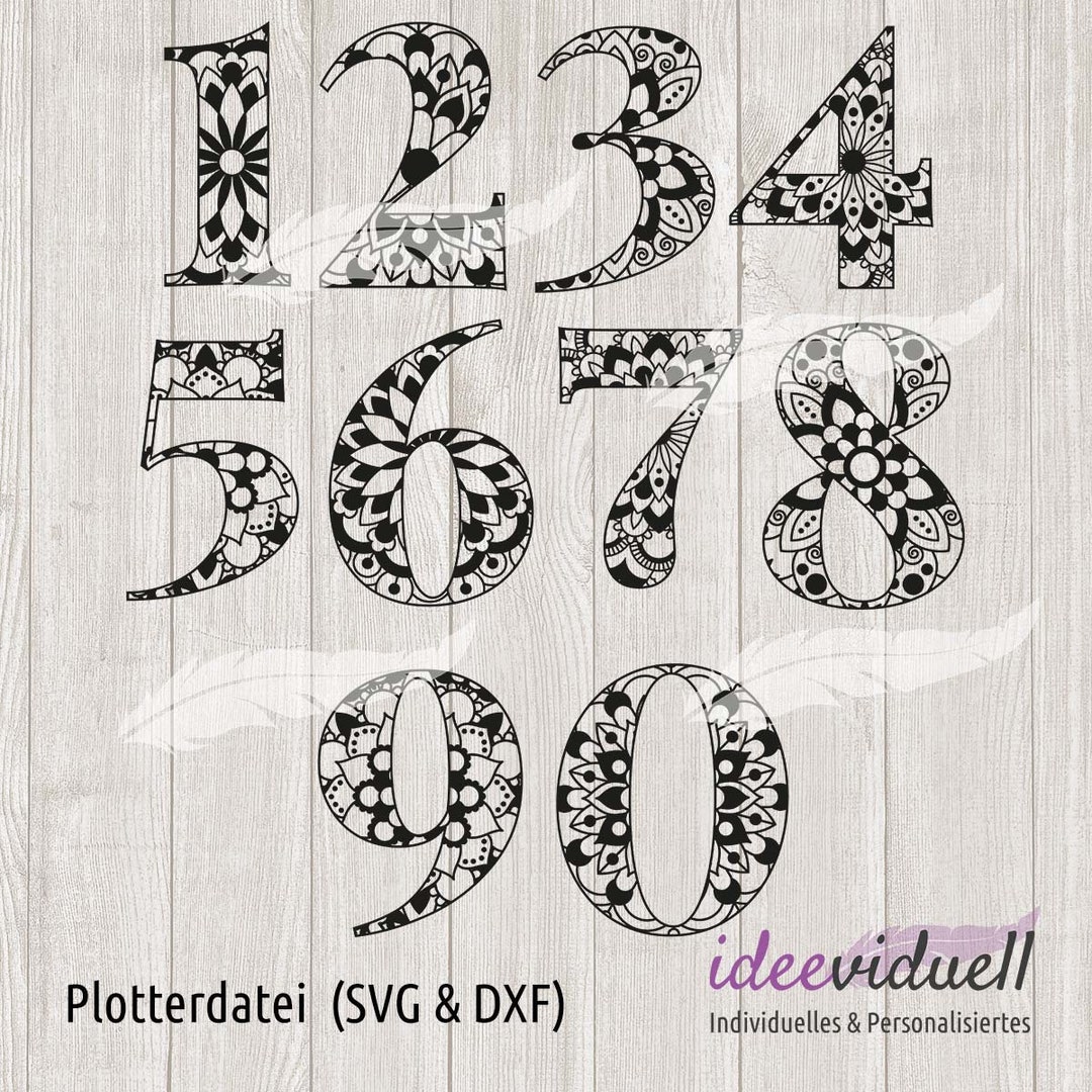 Mandala Numbers Digits Plotter File SVG DXF Download - Etsy