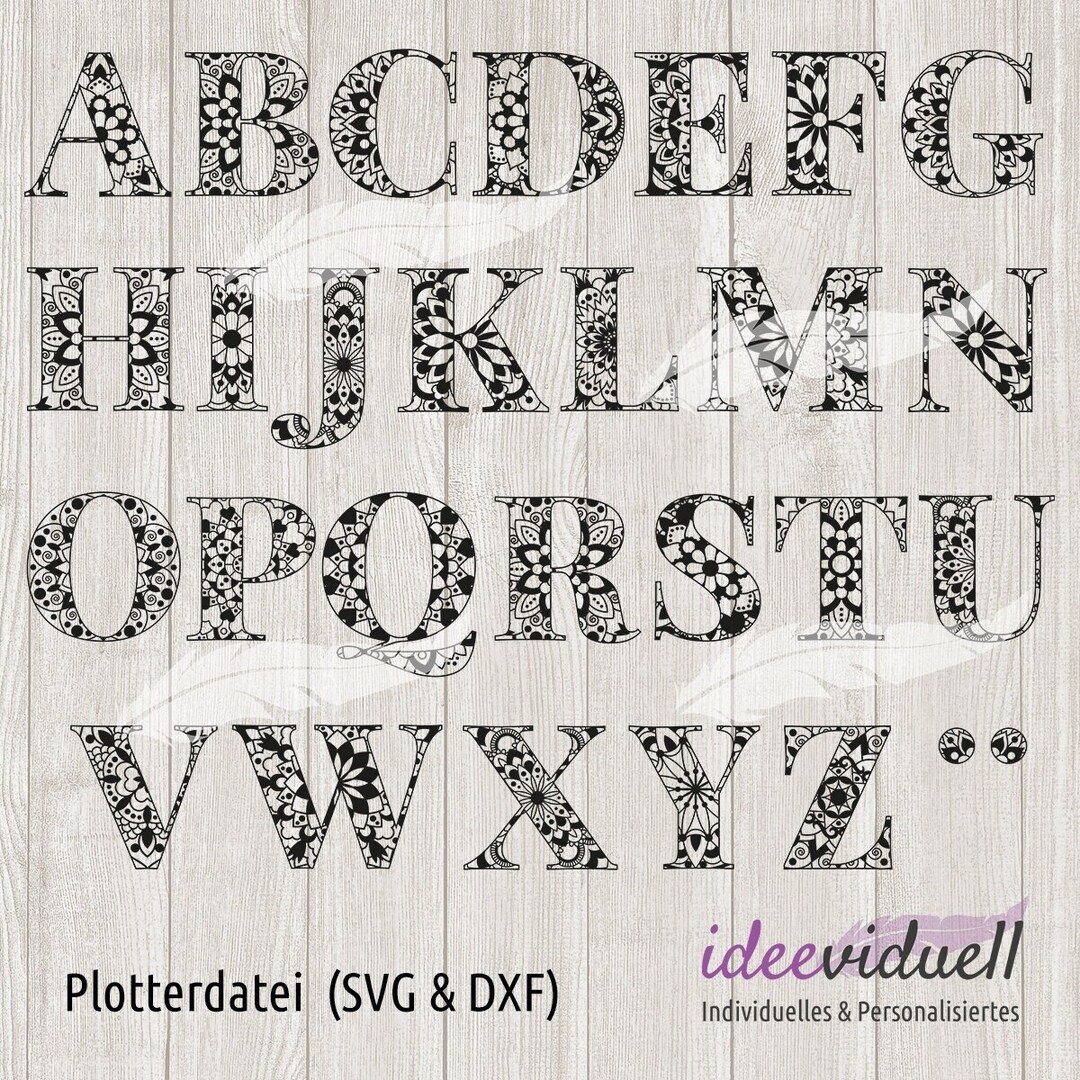 Mandala Alphabet Letters Plotter File SVG DXF Download - Etsy