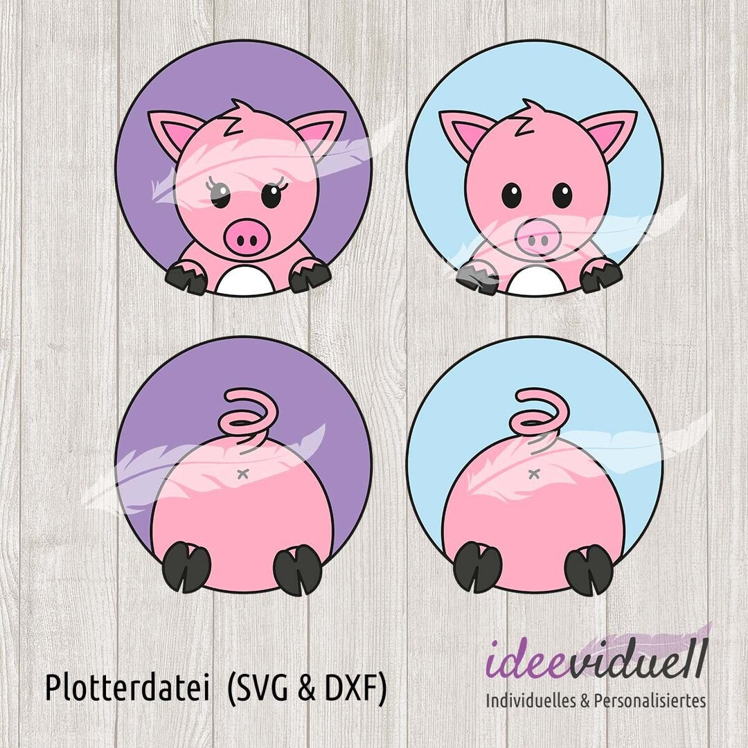 Piggy Pig With Buttocks SVG DXF Download Plotter File - Etsy