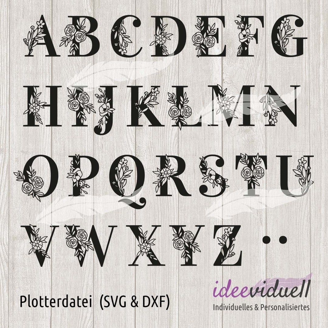 Flowers Alphabet Letters Plotter File SVG DXF Download - Etsy