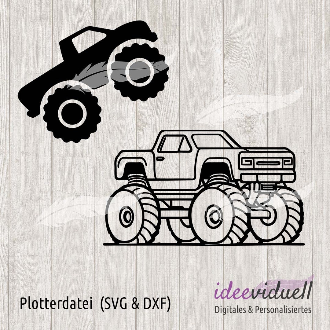 Monster Truck Car Plotter File SVG DXF Download - Etsy