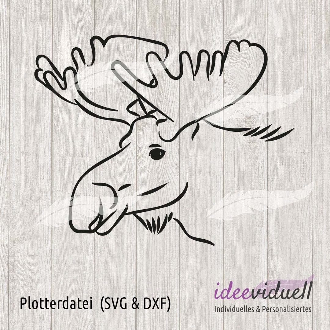 Elch LineArt Plotterdatei SVG DXF Download - Etsy.de