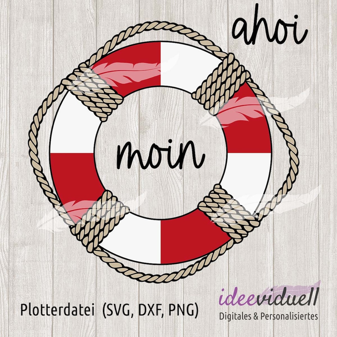 Lifebuoy Moin Ahoi Maritim Plotter File SVG DXF Download - Etsy