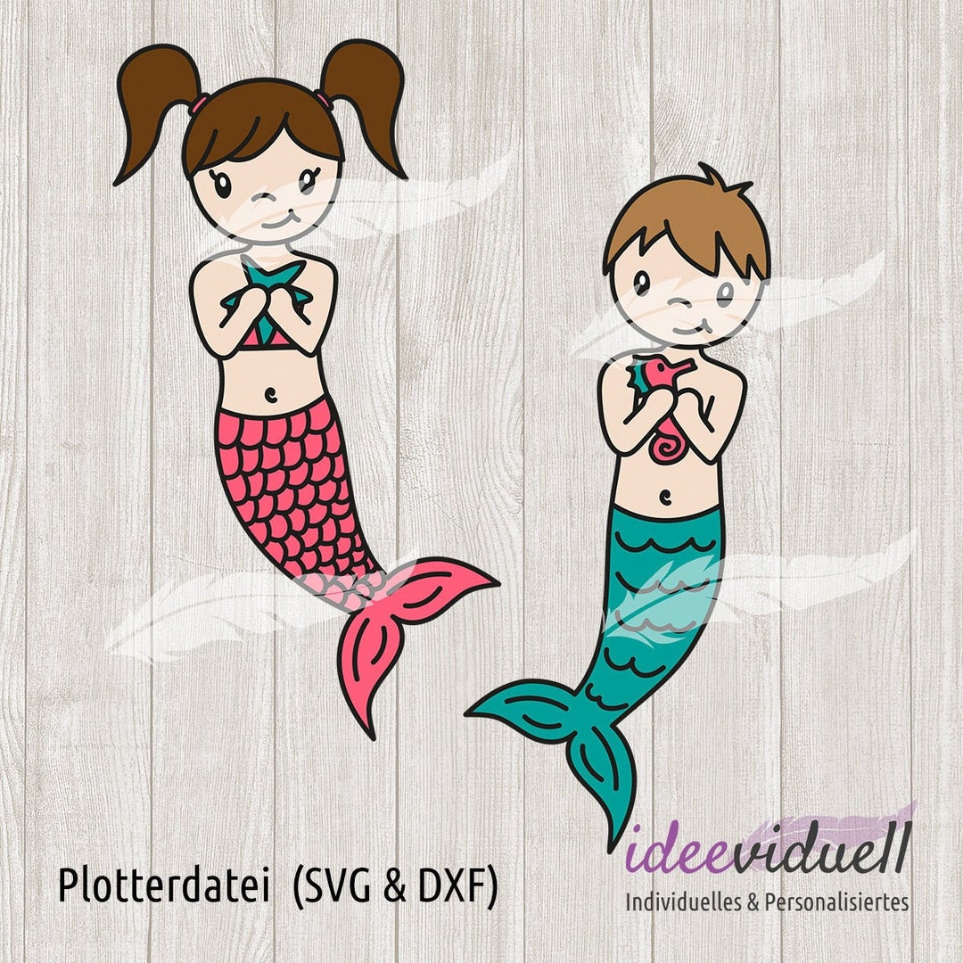 Merkids Mermaid Mermaid Merboy Plotter File SVG DXF Download ...